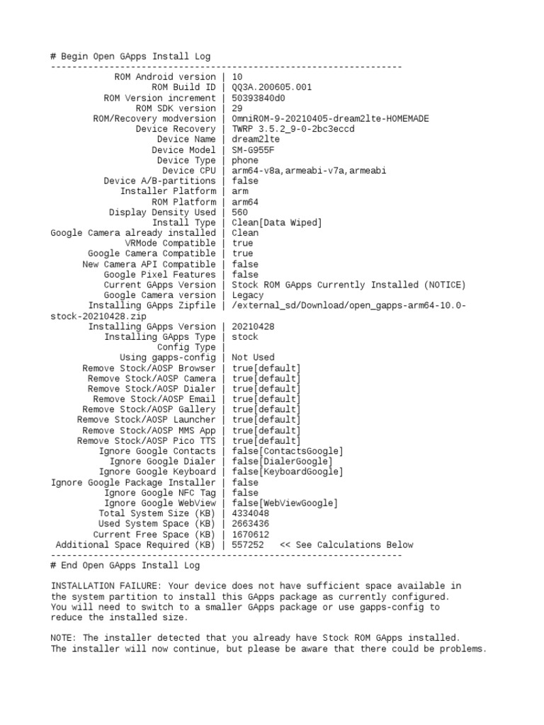 Open Gapps Log | PDF | Android (Operating System) | Mobile Linux