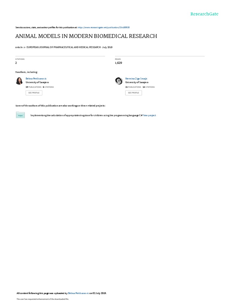 Animal Models in Modern Biomedical Research | PDF | Model Organism ...