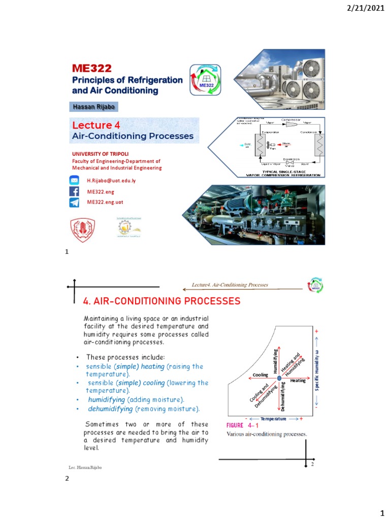Lecture 4 Air Conditioning Processes | Download Free PDF | Air Conditioning | Humidity