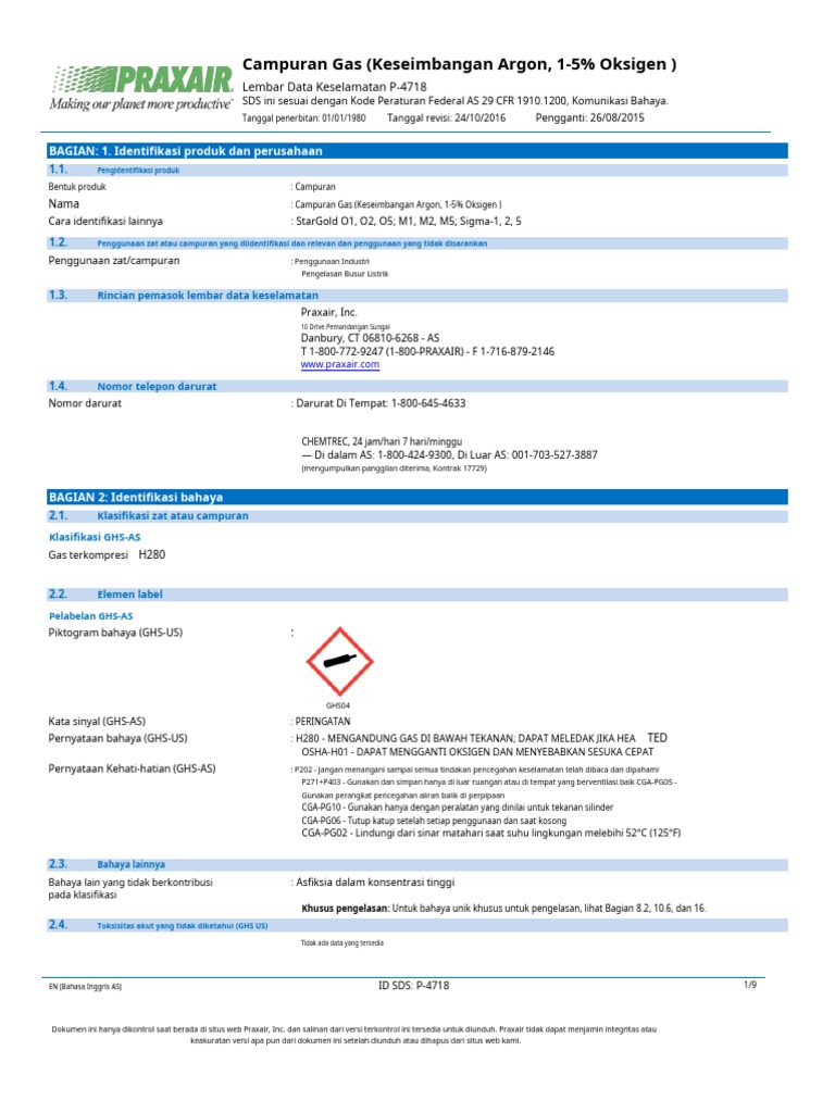 SDS Argon Oxygen | PDF