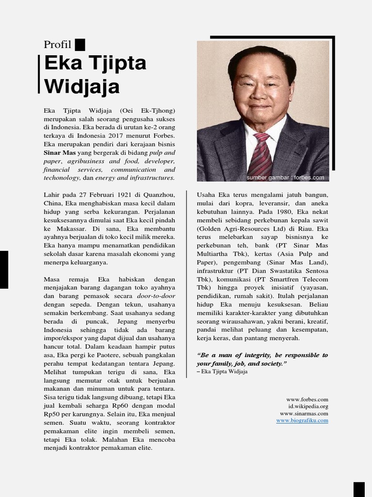 Profil Biografi Eka Tjipta Widjaja Sinarmas | PDF Profil Biografi Eka Tjipta Widjaja Sinarmas | PDF