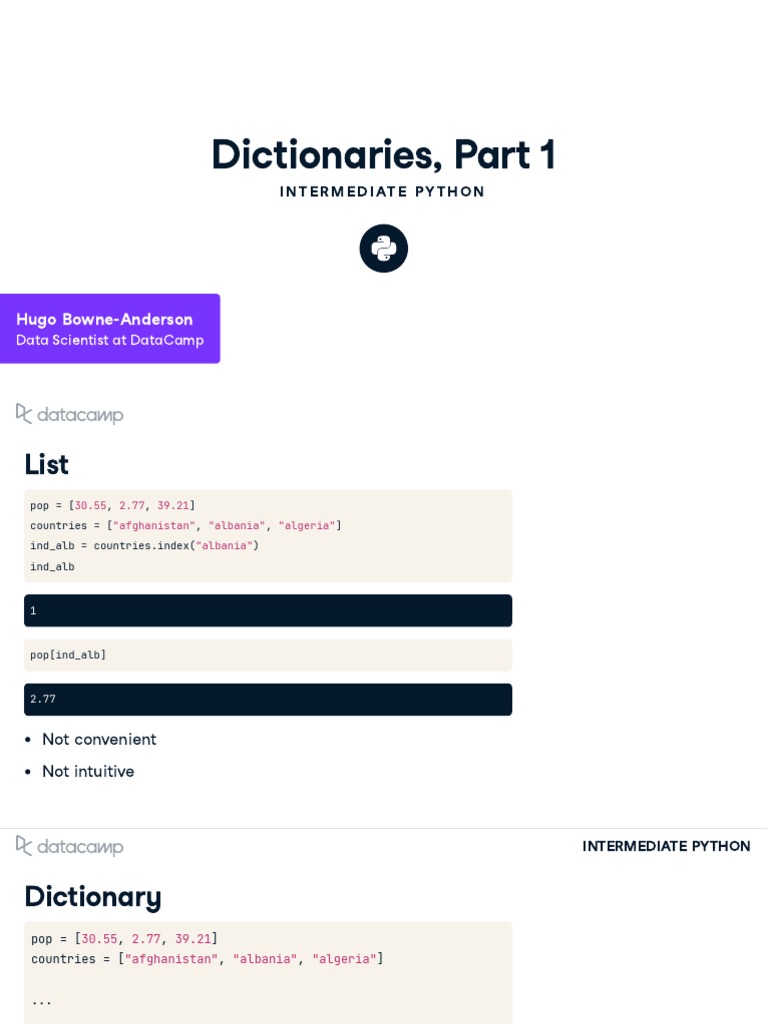 Dictionaries, Part 1: Hugo Bowne-Anderson | PDF | Comma Separated Values | Computer Programming