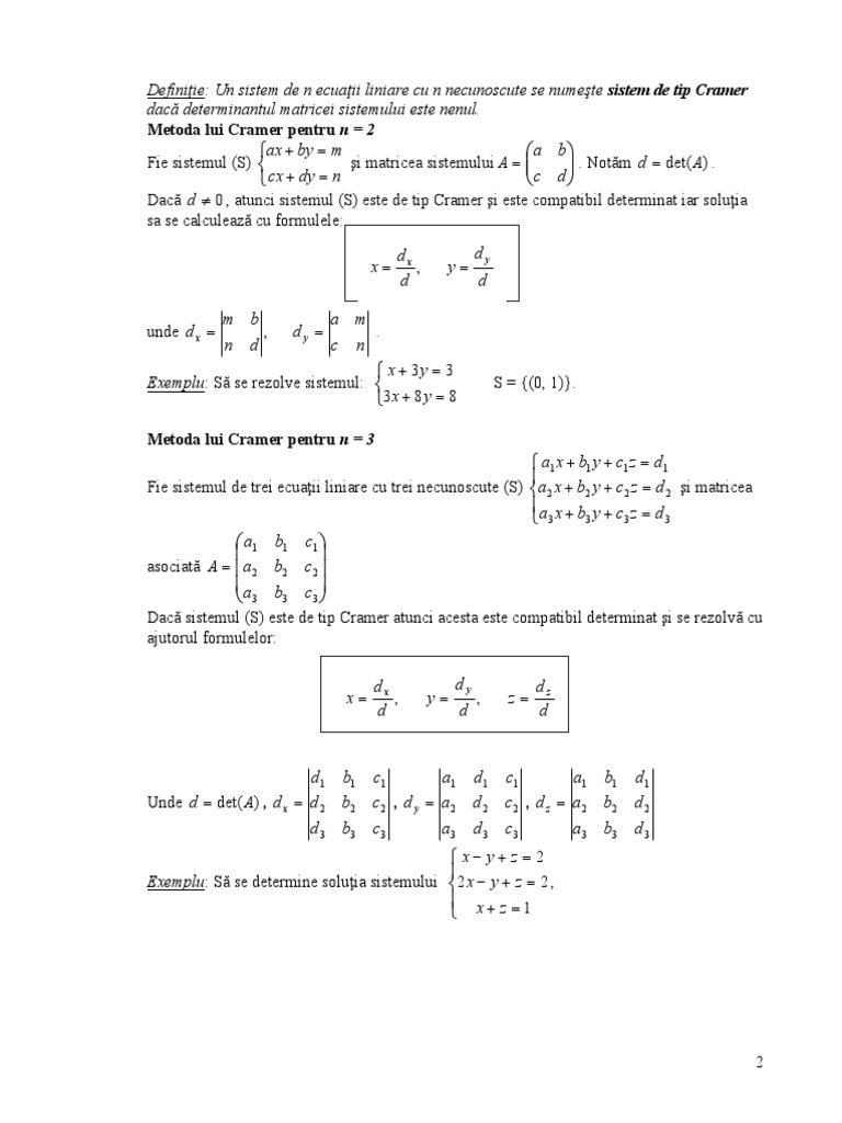 Metoda Lui Cramer | PDF