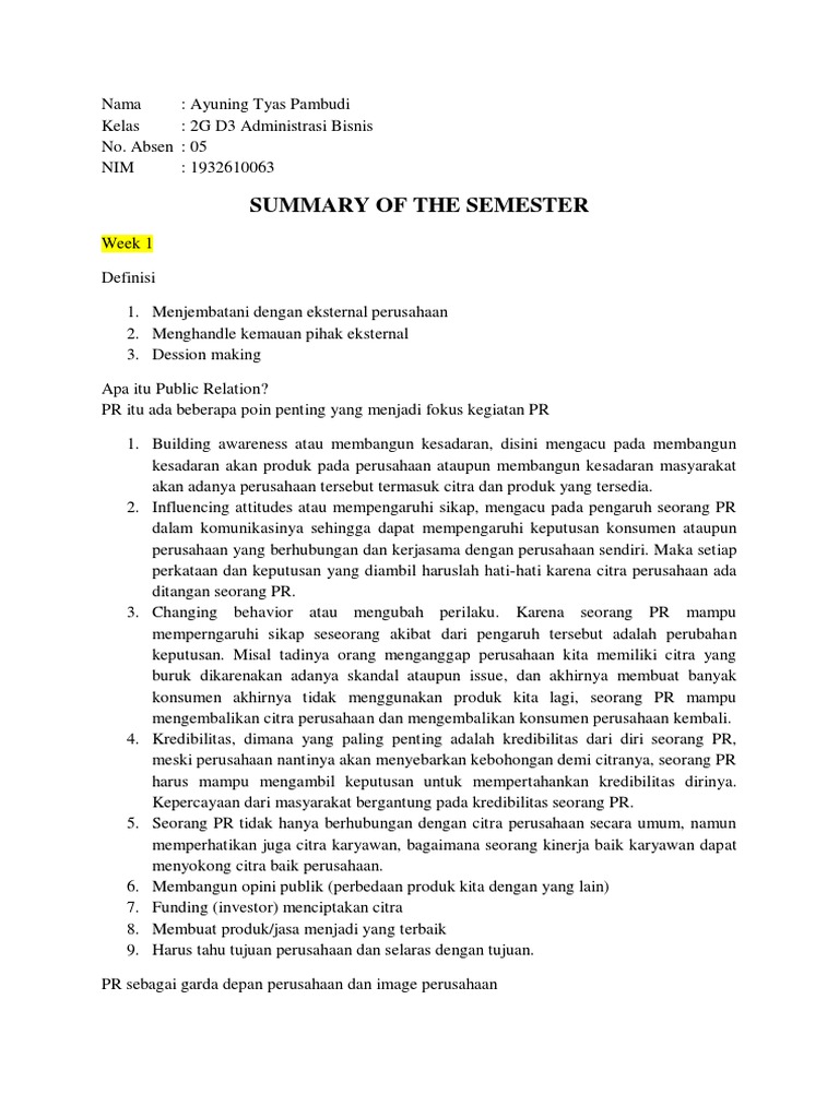 SUMMARY Dan REFLECTIVE ESSAY PUBLIC RELATION | PDF