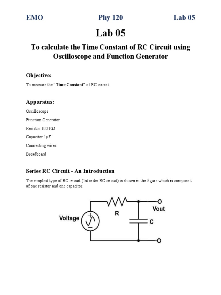 Lab 5 - Time Constant of RC Circuits | PDF | Electrical Network | Capacitor