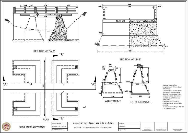 Section at "A-A": Return Wall Abutment | PDF | Civil Engineering ...