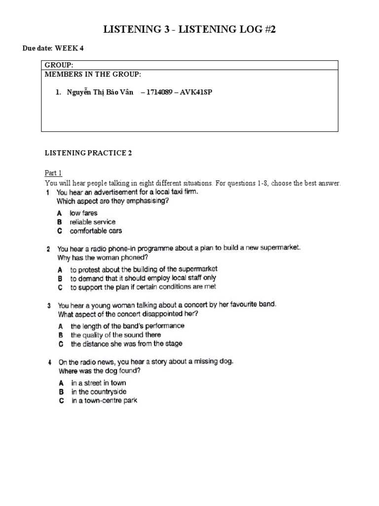 Listening 3 - Listening Log #2 | PDF | Vocabulary