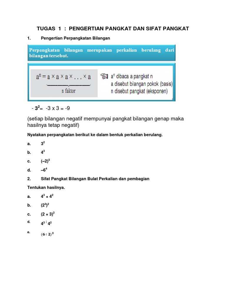 Pengertian dan Sifat Pangkat Kelas 9 | PDF