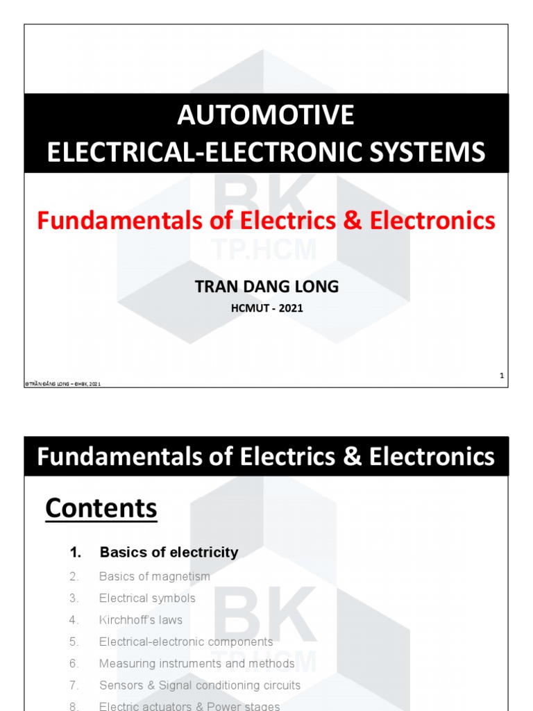 Automotive Electrical-Electronic Systems: Fundamentals of Electrics ...