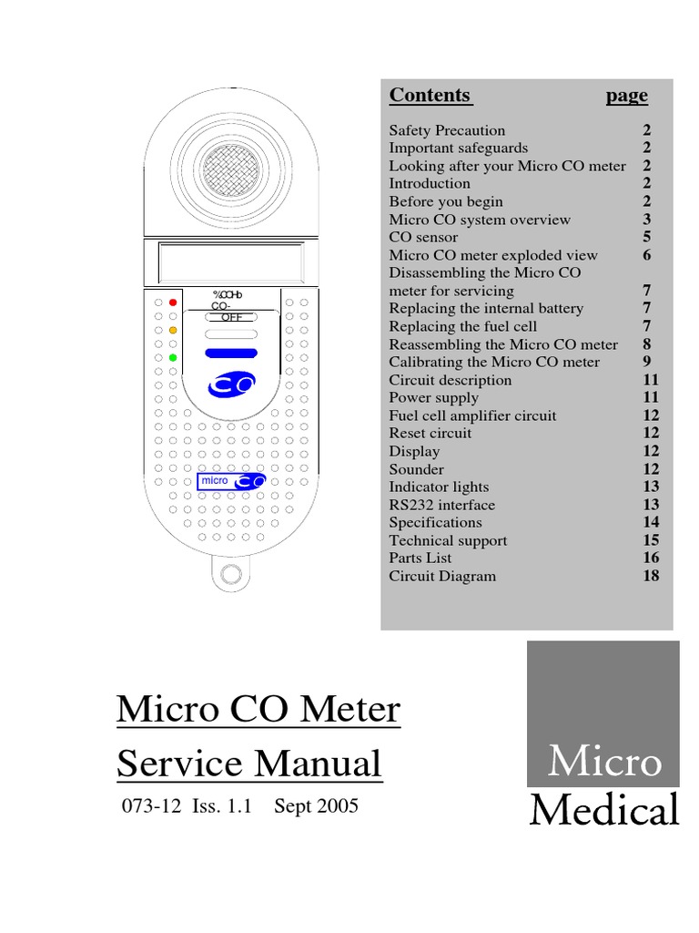 Micro Medical CO Monitor - Service Manual | PDF | Analog To Digital ...