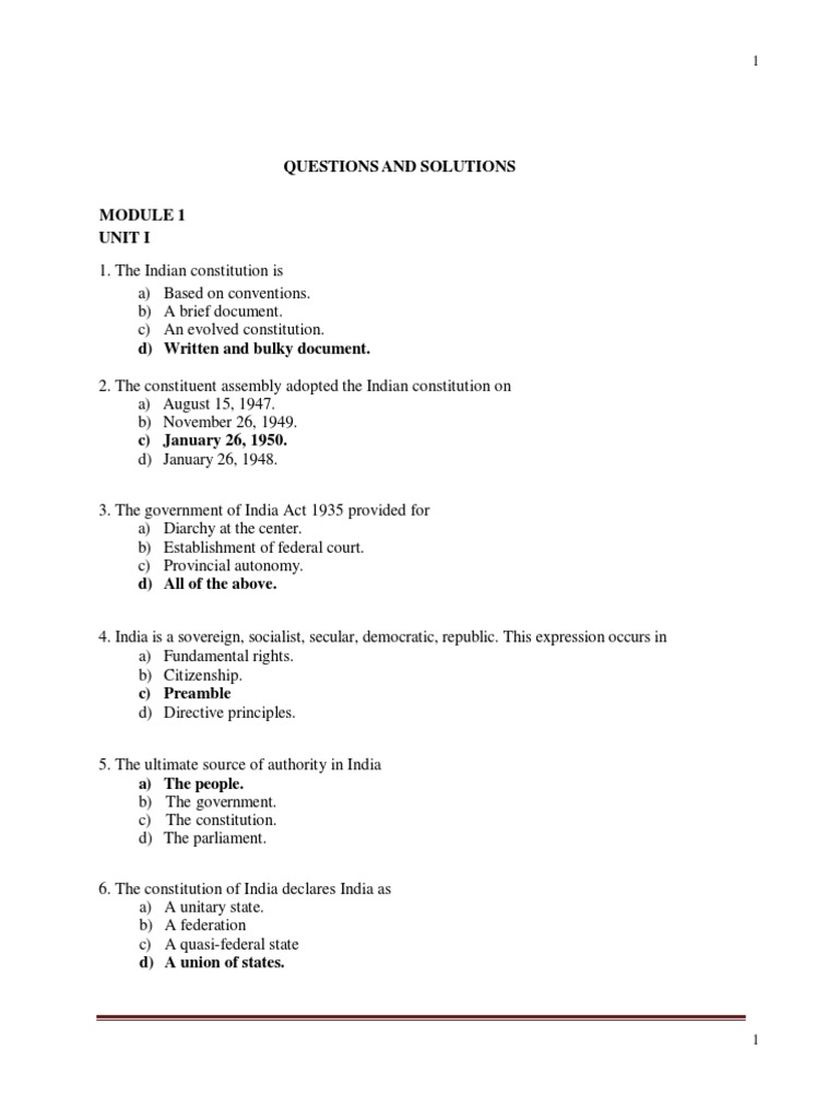 COI (MODULE 1 Constituion of India and Professional Ethics) | PDF | Supreme Court Of India ...