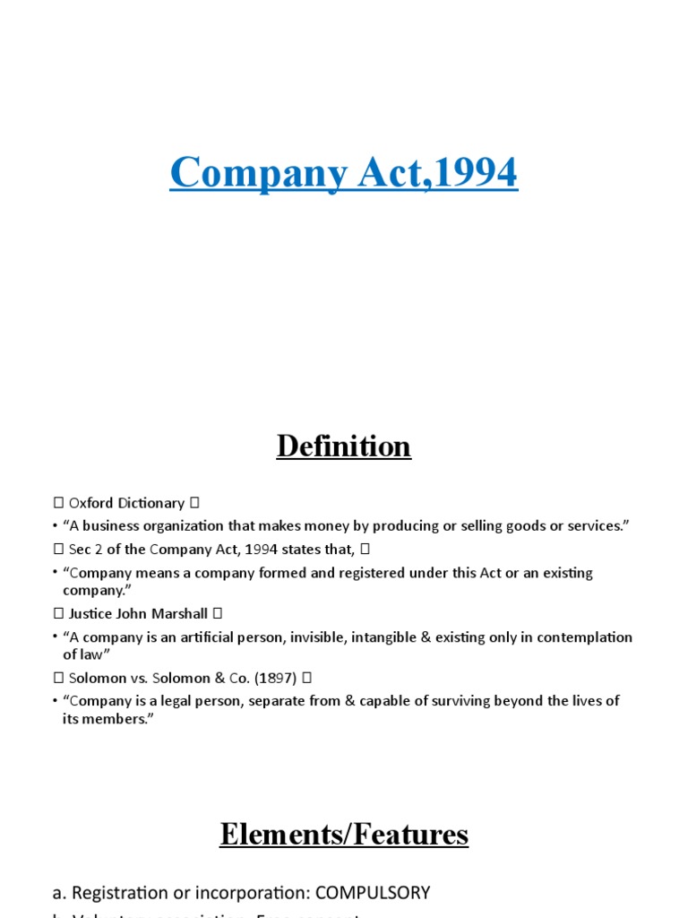 Company Act, 1994, (Part-1) | PDF | Articles Of Association | Companies