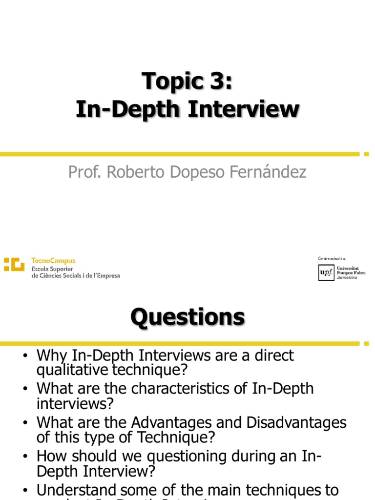 Topic 3 In-Depth Interview | PDF | Focus Group | Interview
