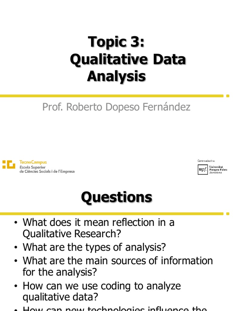 Topic 3 Qualitative Data Analysis | PDF | Qualitative Research | Data