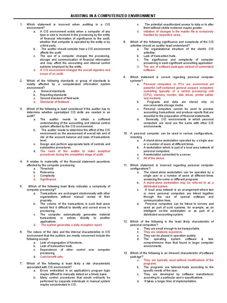 Auditing in A Computerized Environment | PDF | Databases | Internal Control