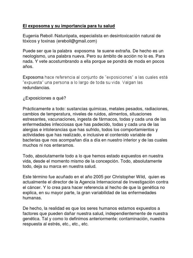 El Exposoma y Su Importancia para Tu Salud Eugenia Reboll | PDF ...