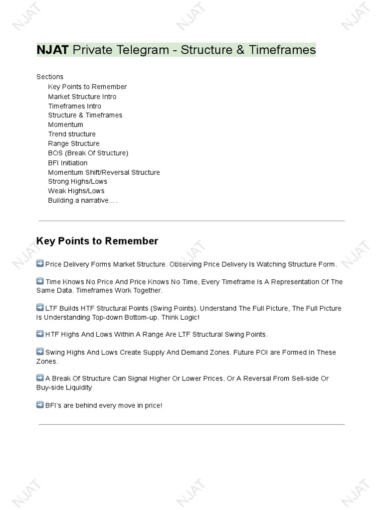 NJAT Private Telegram - Structure & Timeframes: Key Points To Remember ...