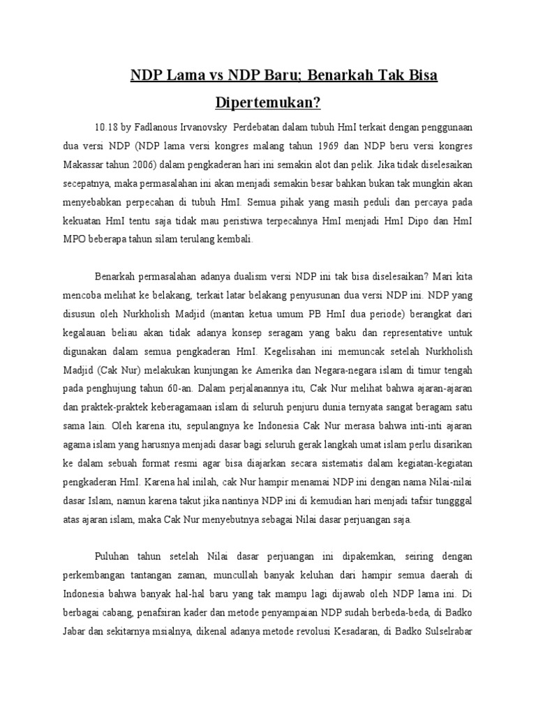NDP Lama DGN NDP Baru | PDF | Filsafat