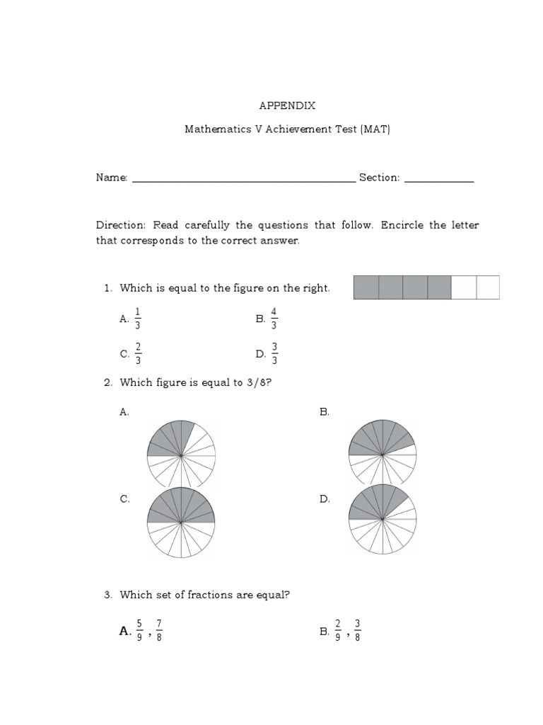 Mathematics Achievement Test (MAT) | PDF | Litre | Teaching Mathematics