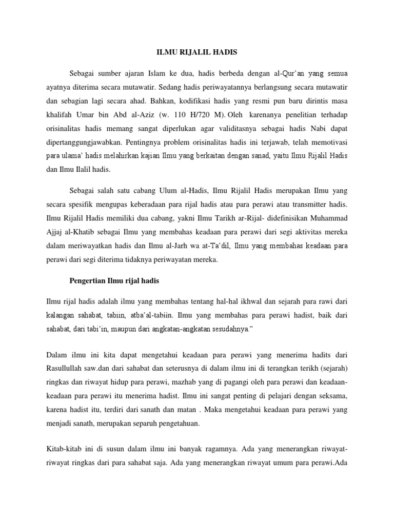 Ilmu Rijalil Hadis Bayu | PDF