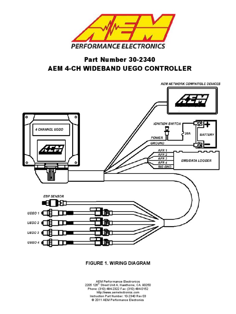 Part Number 30-2340 Aem 4-Ch Wideband Uego Controller: Figure 1. Wiring ...
