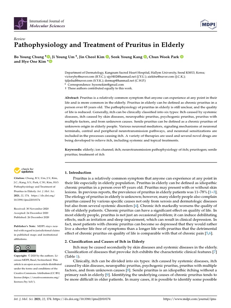 Fisiopatologia Del Prurito En El Anciano Pdf Dermatitis