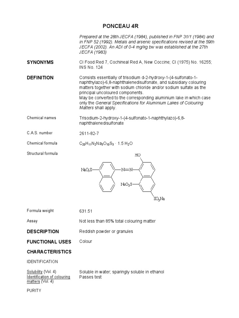 Ponceau 4R Color Specification Details | PDF | High Performance Liquid ...