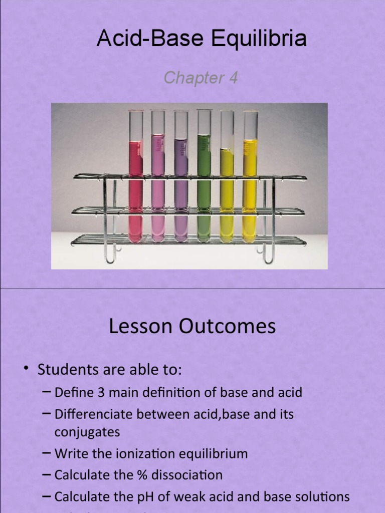 Chapter 4.0 ACID-BASE EQUILIBRIUM | PDF | Acid | Molecules