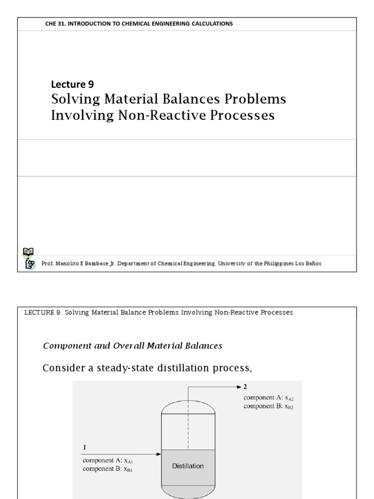 Solving Material Balances Problems | PDF | Distillation | Physical ...