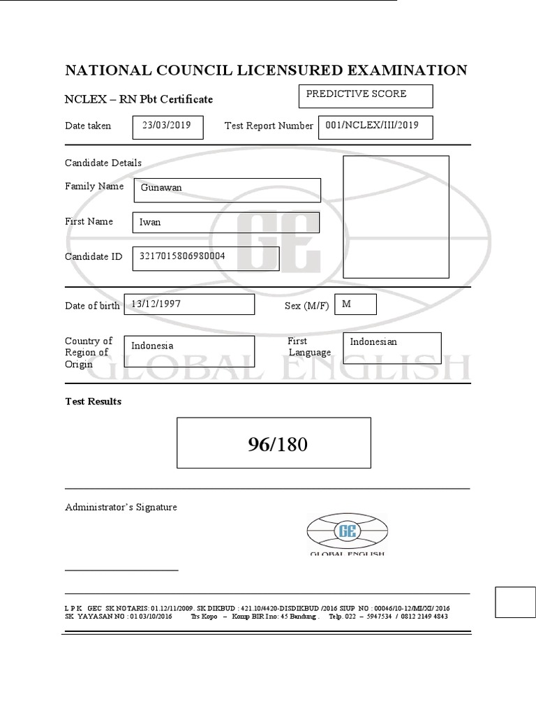 National Council Licensured Examination: NCLEX - RN PBT Certificate ...