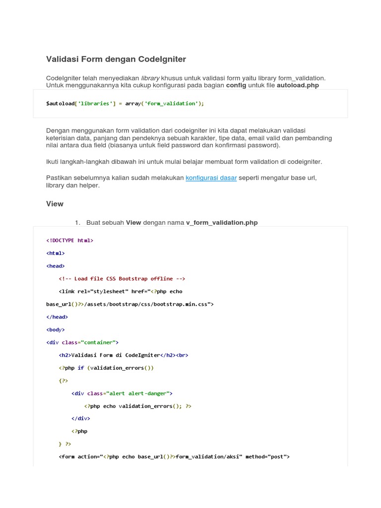 Validasi Form Dengan CodeIgniter | PDF | Komputer