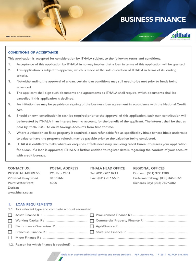 Ithala Business Application Form | PDF | Credit | Finance & Money Management