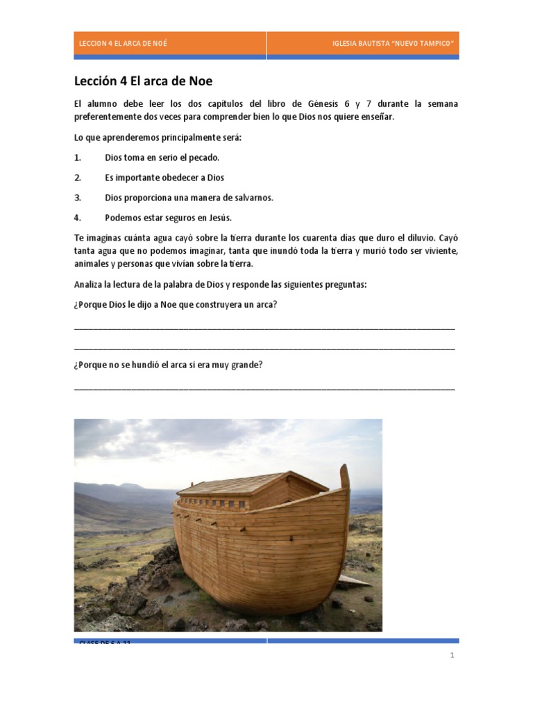 Lección 4 El Arca de Noe | PDF | Arca de Noé | Noé
