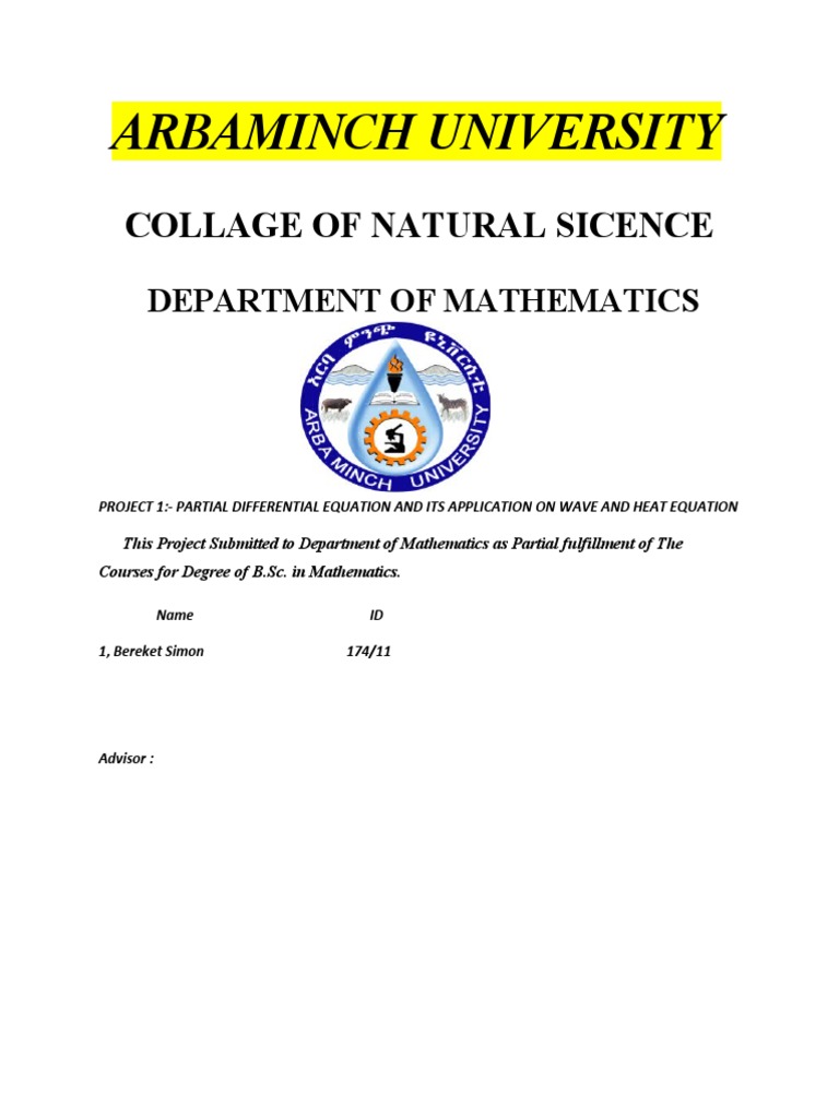 Arbaminch University: Collage of Natural Sicence | PDF | Partial ...