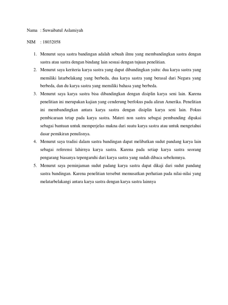 Uts Sastra Bandingan Fatkhul Manan 18032002 | PDF