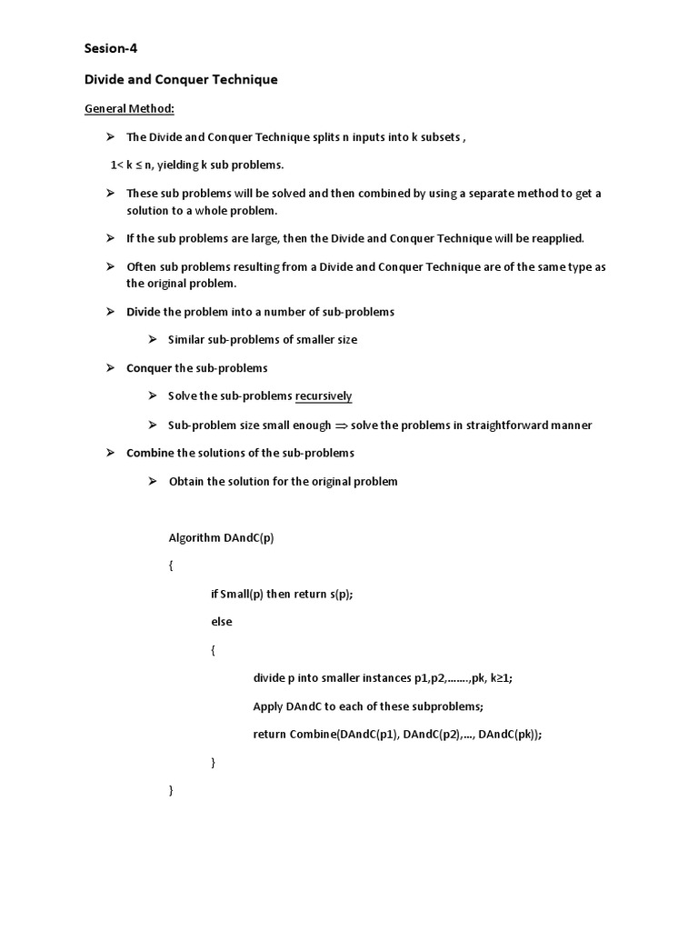 Divide and Conquer: Algorithms & Analysis | PDF | Mathematical Analysis | Combinatorics