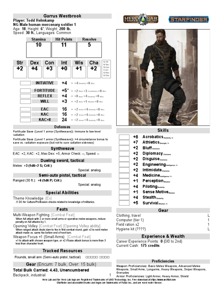 Garrus Westbrook - Standard Character Sheet | PDF | Backpack | User ...