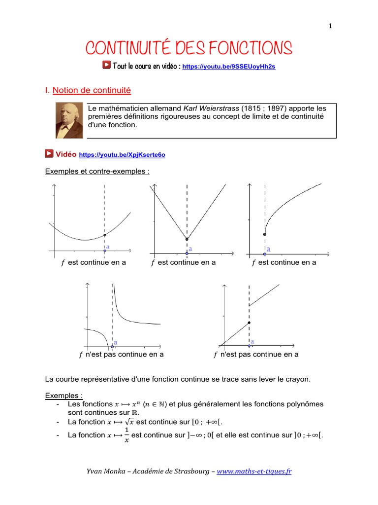 Continuité des fonctions en mathématiques | PDF | Fonction monotone ...