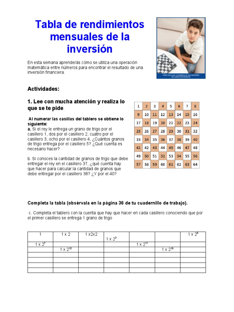 Actividades P2 Matematica (Inversión Financiera) | PDF | Bancos | Dinero