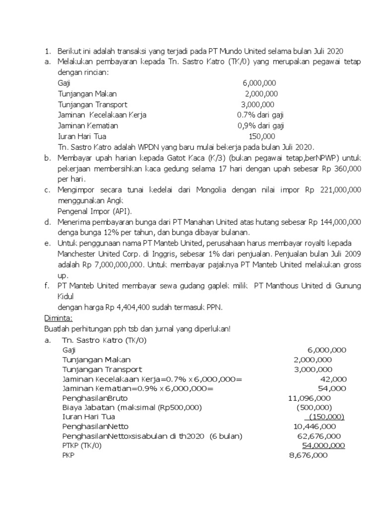 Latihan Soal Akuntansi Perpajakan | PDF