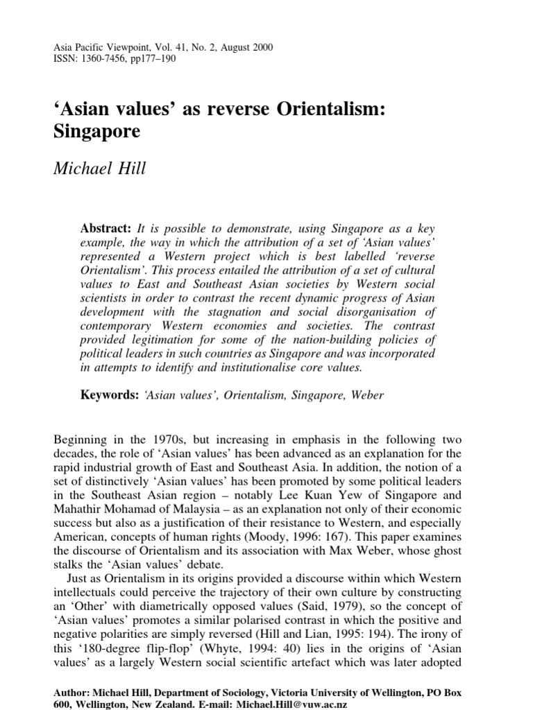 Asian Values' As Reverse Orientalism - Singapore | PDF | Max Weber | Confucianism