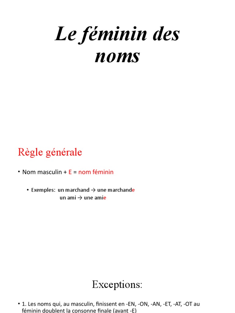 0 Le Feminin Des Noms | PDF | Genre grammatical | Langues