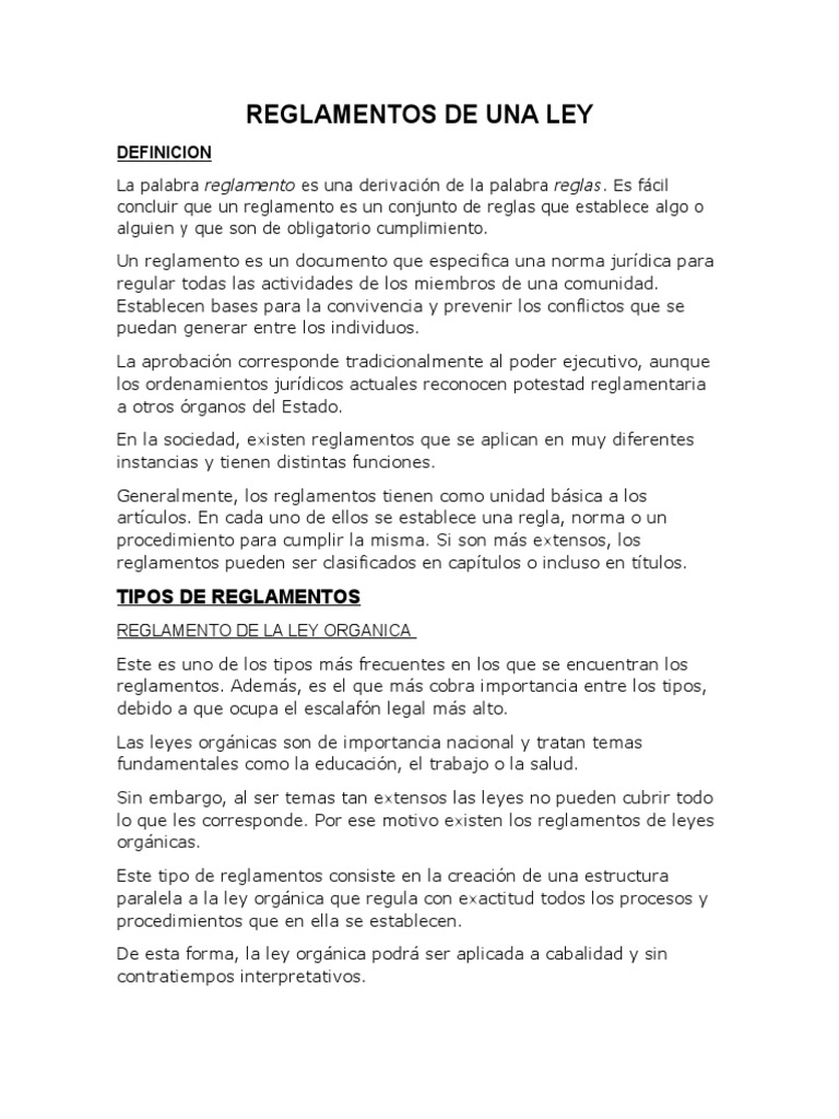 Reglamentos de Una Ley | PDF