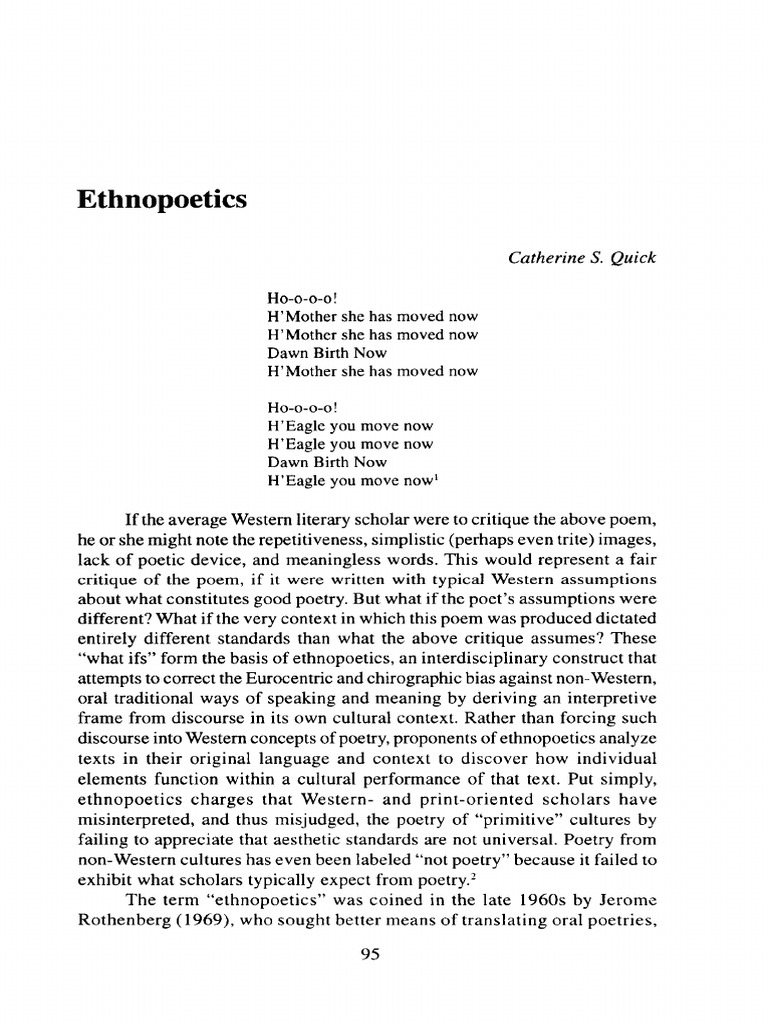 An Introduction to Ethnopoetics: Analyzing Oral Traditions and Poetry ...