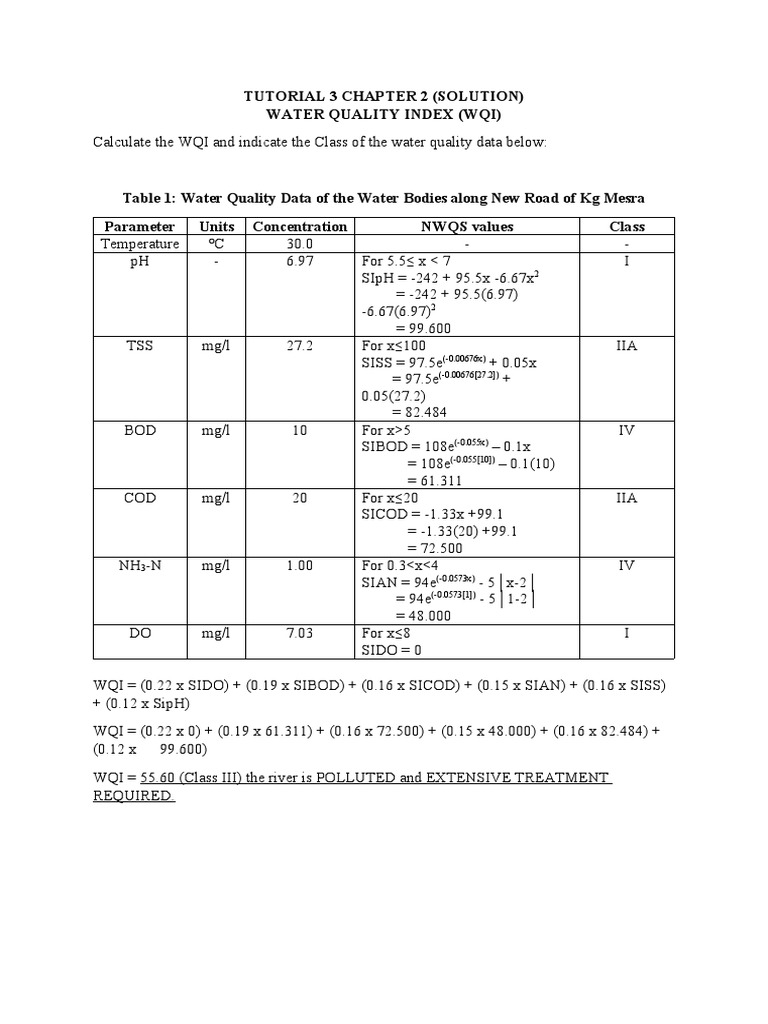 Water Quality Index Calculation Guide | PDF