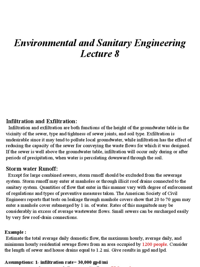 Sanitary Sewer System Design | PDF | Sanitary Sewer | Water Pollution