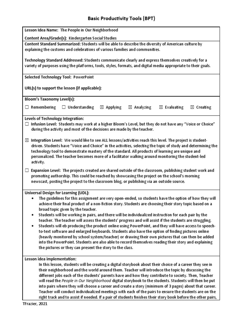 m05 Basic Productivity Tools Lesson Idea | PDF | Teachers | Communication