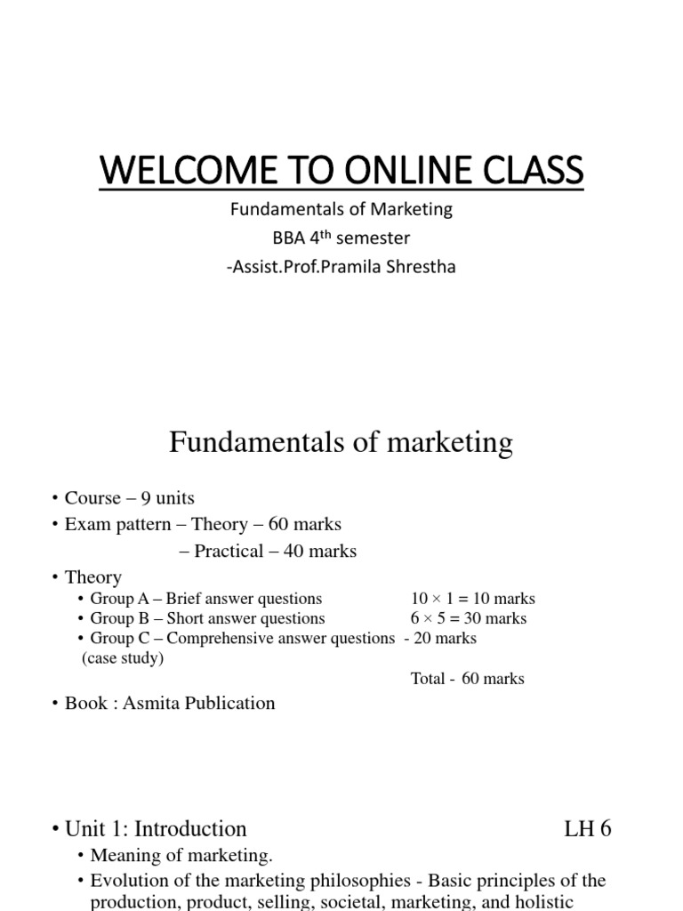 BBA 4th Sem Fundamentals of Marketing | PDF | Marketing | Sales
