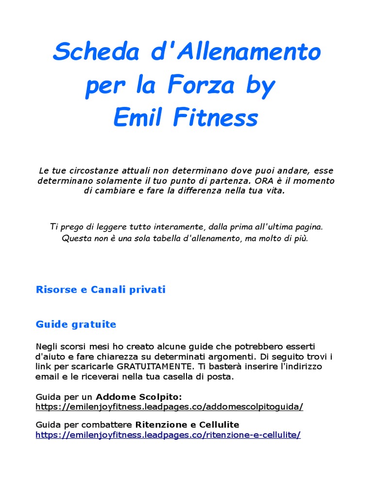 Scheda Forza by Emil Fitness | PDF