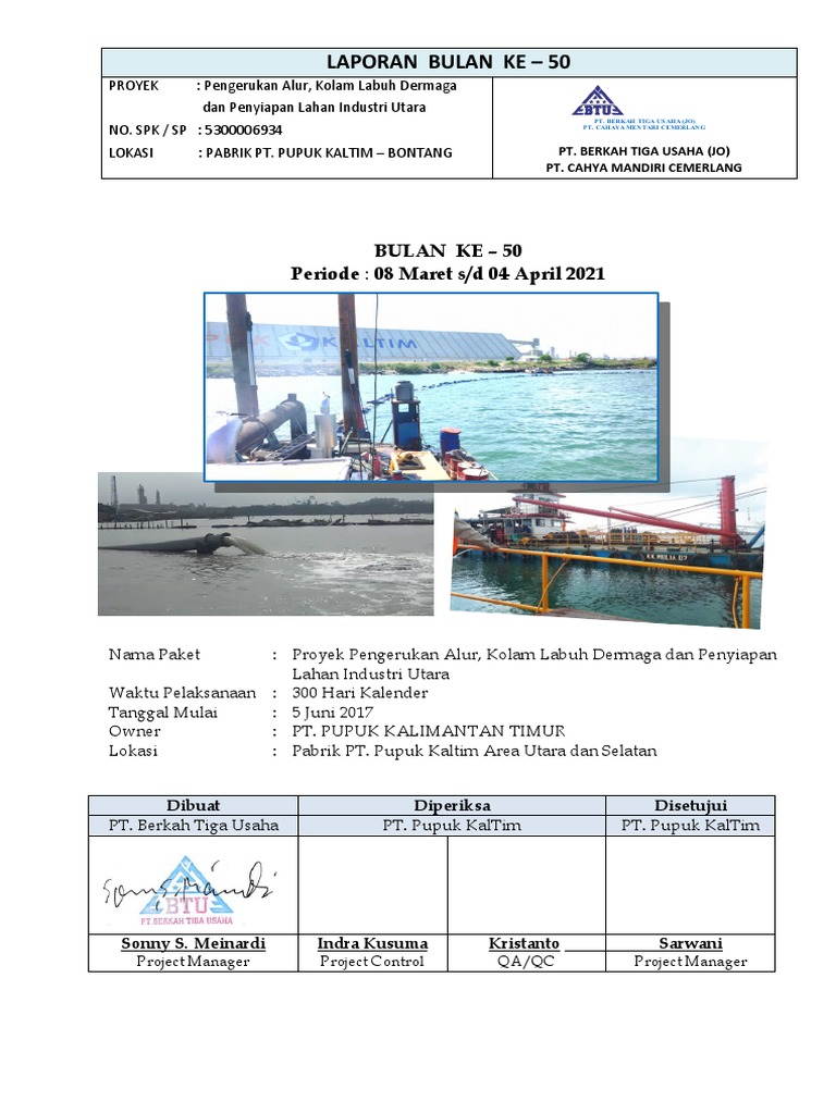 Laporan Progres Proyek Pengerukan 50 | PDF